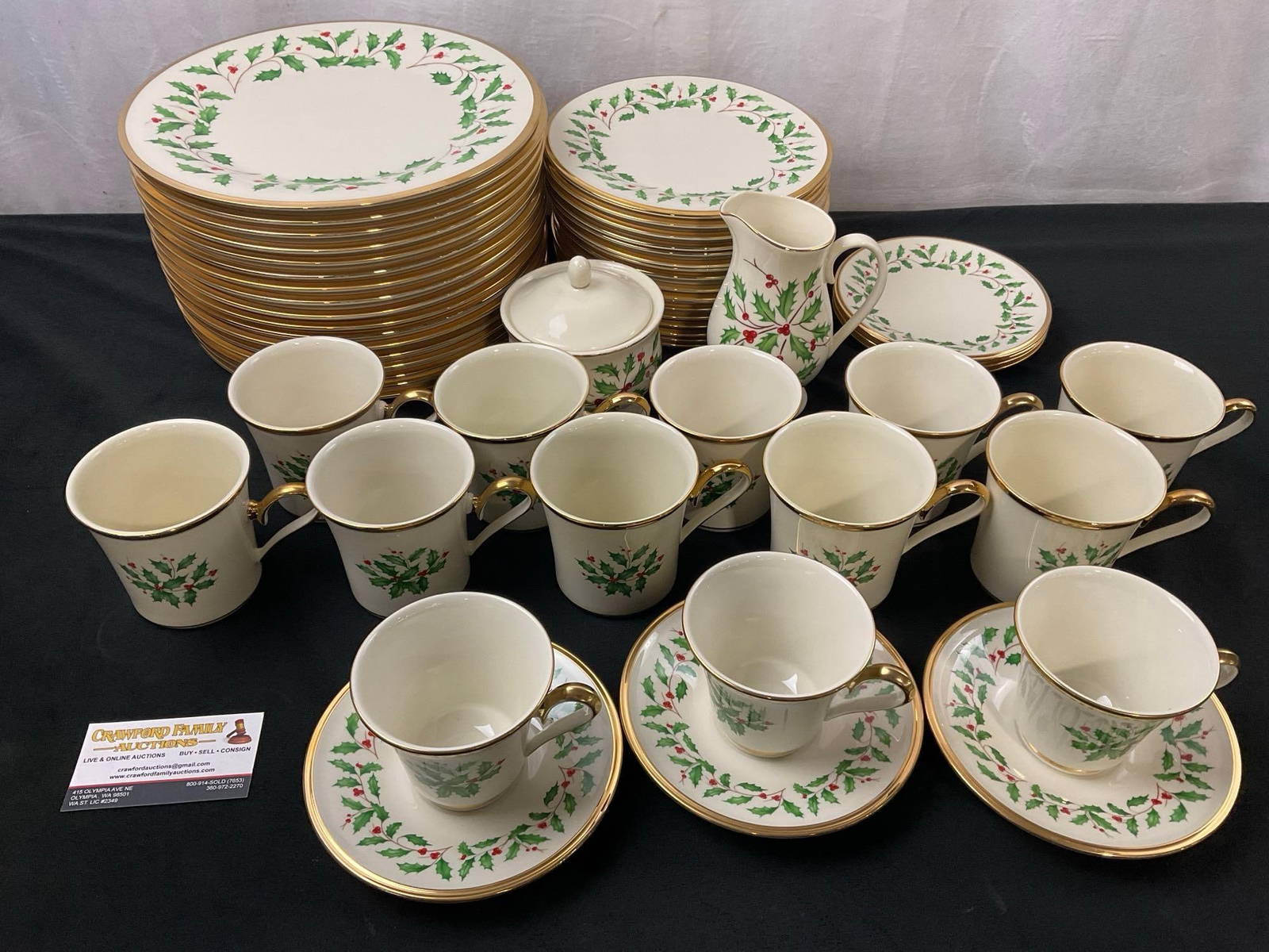 Large Set Of Lenox Holiday Pattern China, Dishware Auction