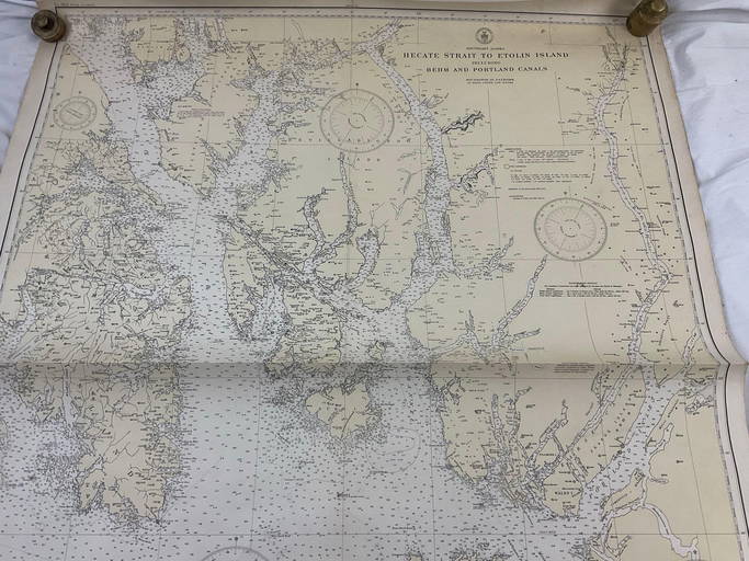 Vintage 1944 Us Doc Survey Map Hecate Strait To Etolin Island Incl ...