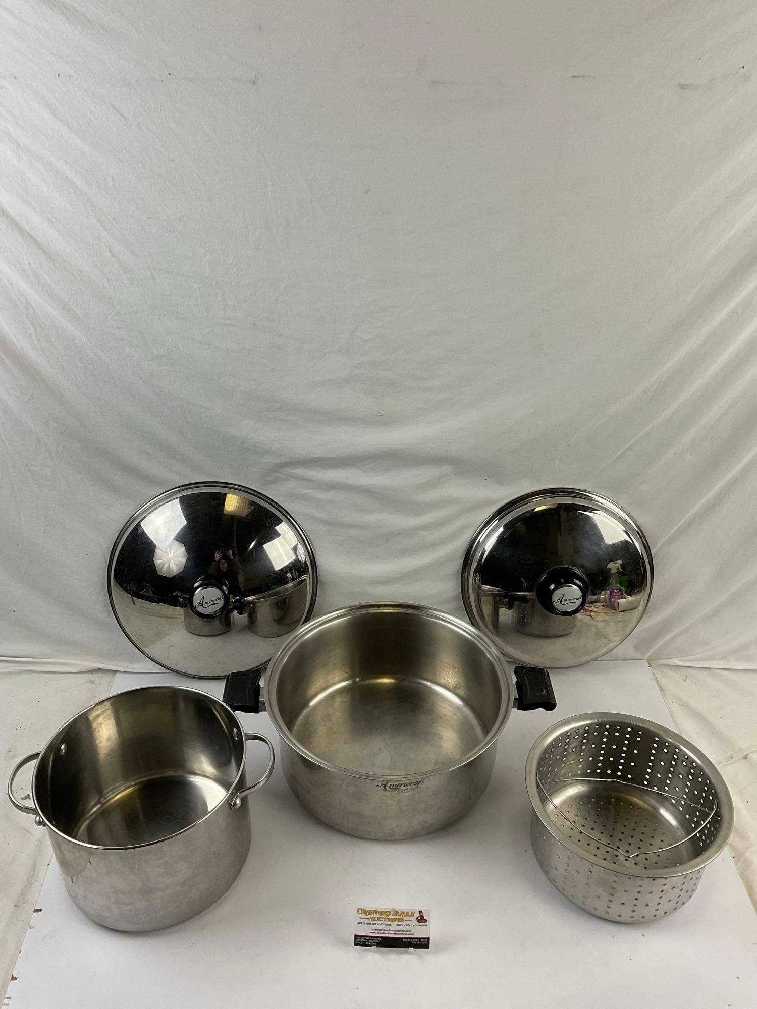 5 Pcs Stainless Steel Cook Pots & Accessories Assortment. 12 Qt ...