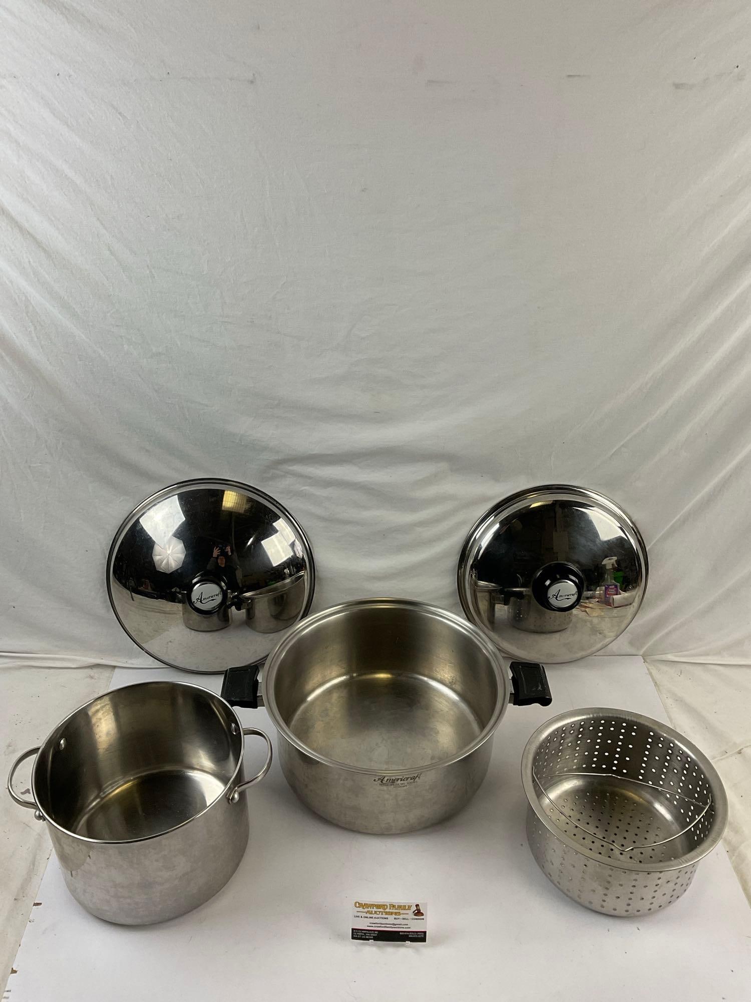 5 Pcs Stainless Steel Cook Pots & Accessories Assortment. 12 Qt ...