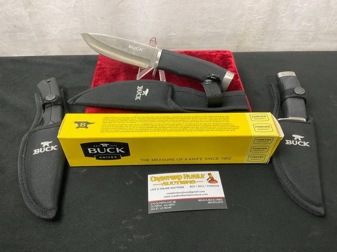 Trio Of Modern Buck Fixed Blade Knives, Including 1x 679 With Original Box