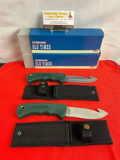 Pair Of Vintage Schrade Old Timer Steel Fixed Blade Skinner Knives W ...