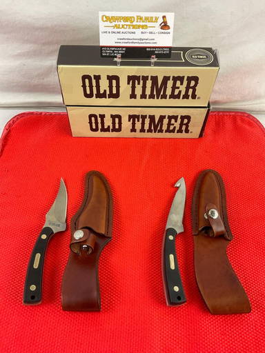 2 Pcs Schrade Old Timer Stainless Steel Knives W/ Leather Sheaths ...