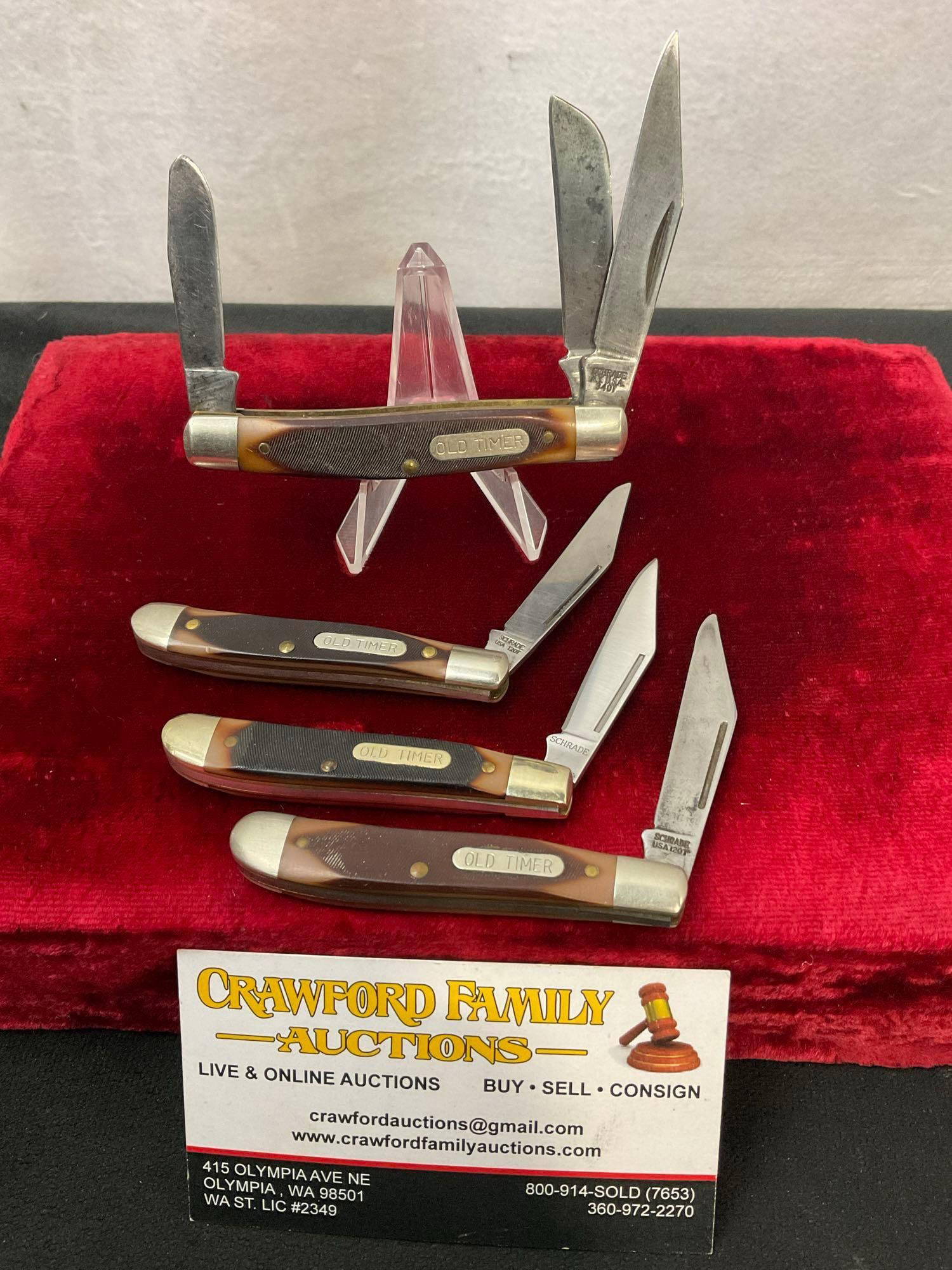 4 Schrade Old Timer Folding Pocket Knives, Models 3x 12ot & 34ot ...