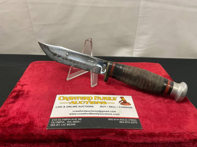 Rare Vintage Case Fixed Blade Knife, Banded Leather Handle