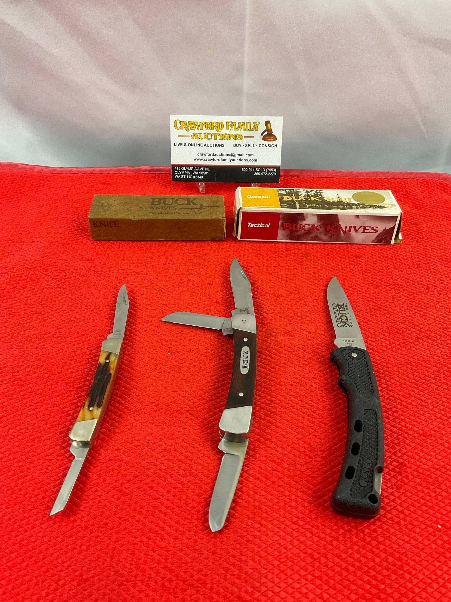 3 Pcs Buck Steel Folding Blade Collectible Pocket Knives Models 703 ...