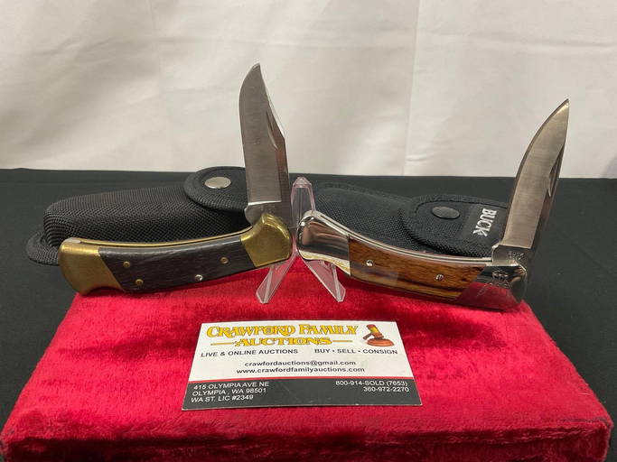 Pair Of Vintage Buck Folding Knives, Models 112 & 500 Marked Bsa On ...