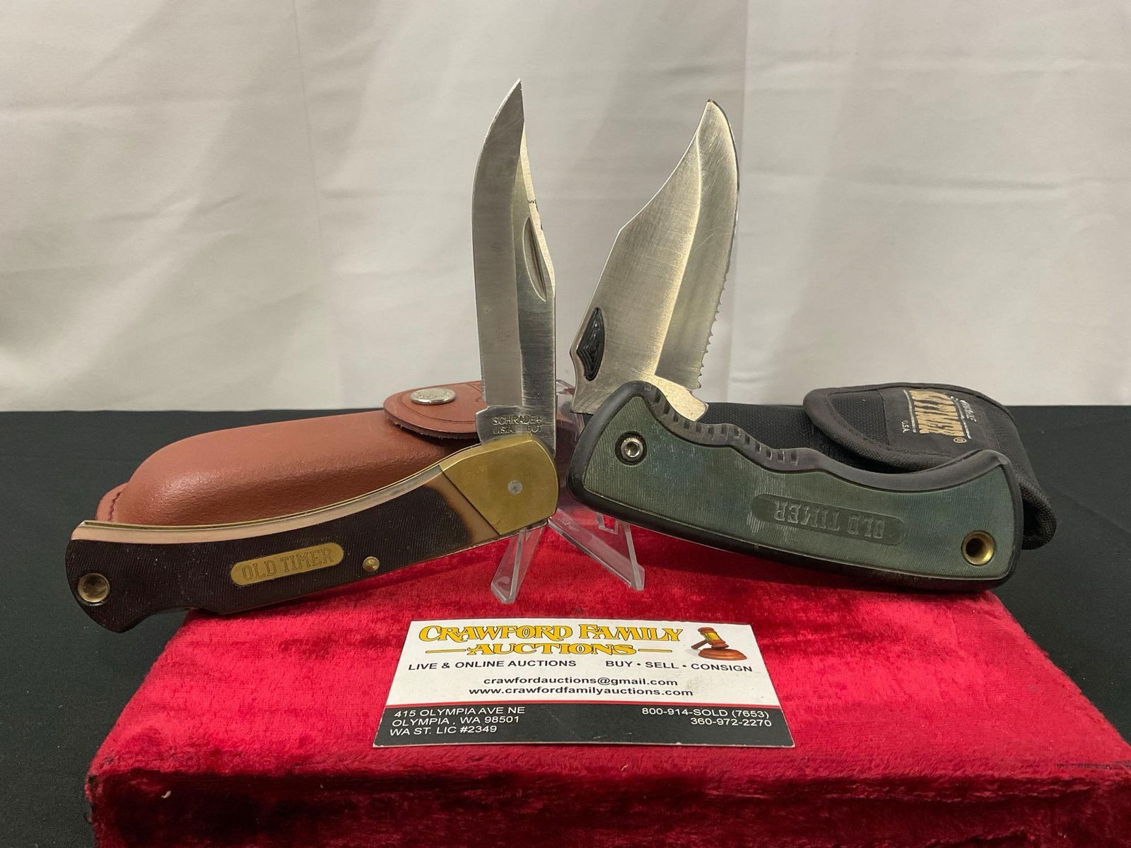 Pair Of Schrade Old Timer Folding Knives, Golden Bear 6ot & 47ot Beast ...