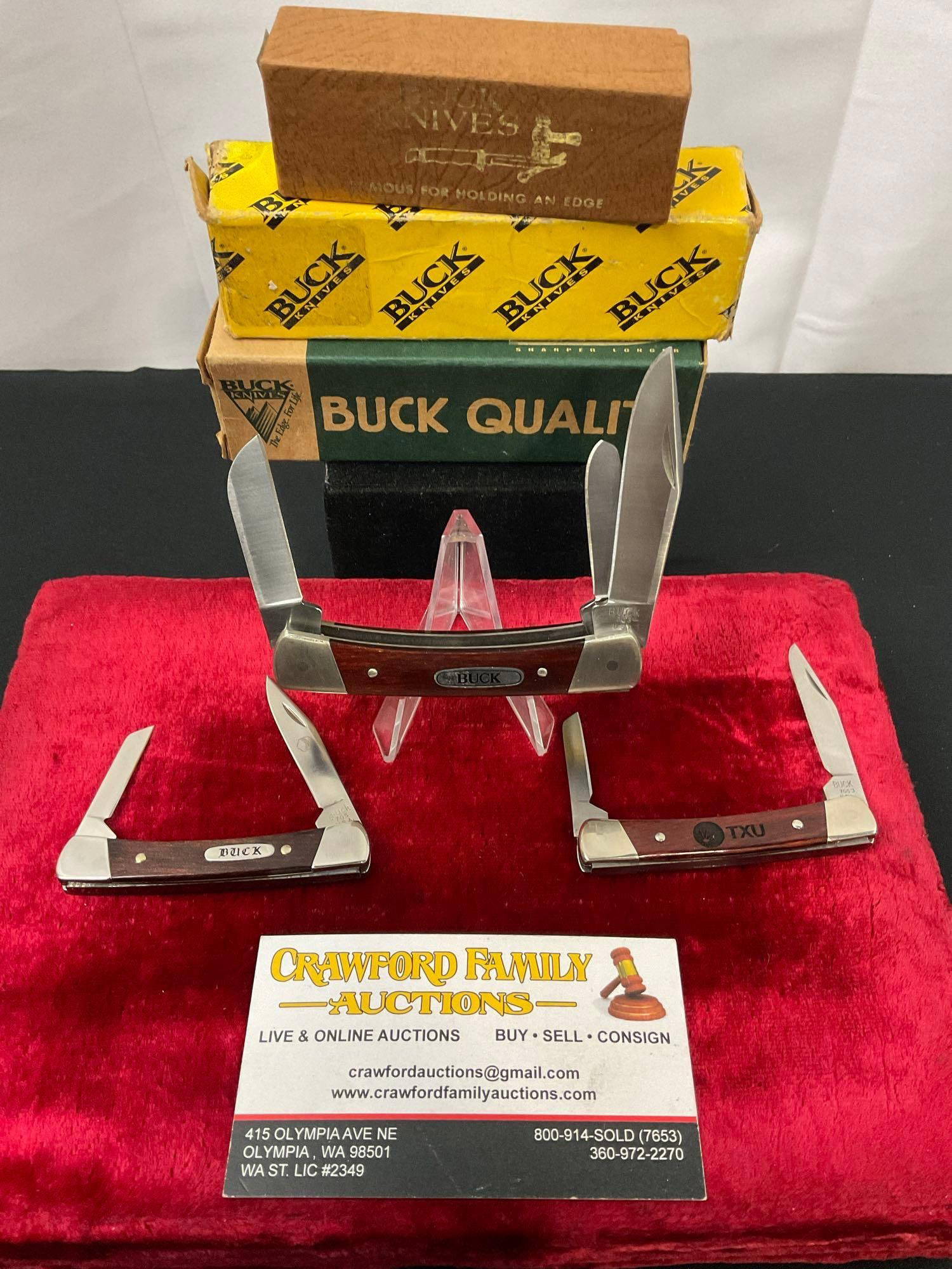 Trio Of Buck Folding Knives, Models 703 Colt, 2x 705 Pony, Stainless ...