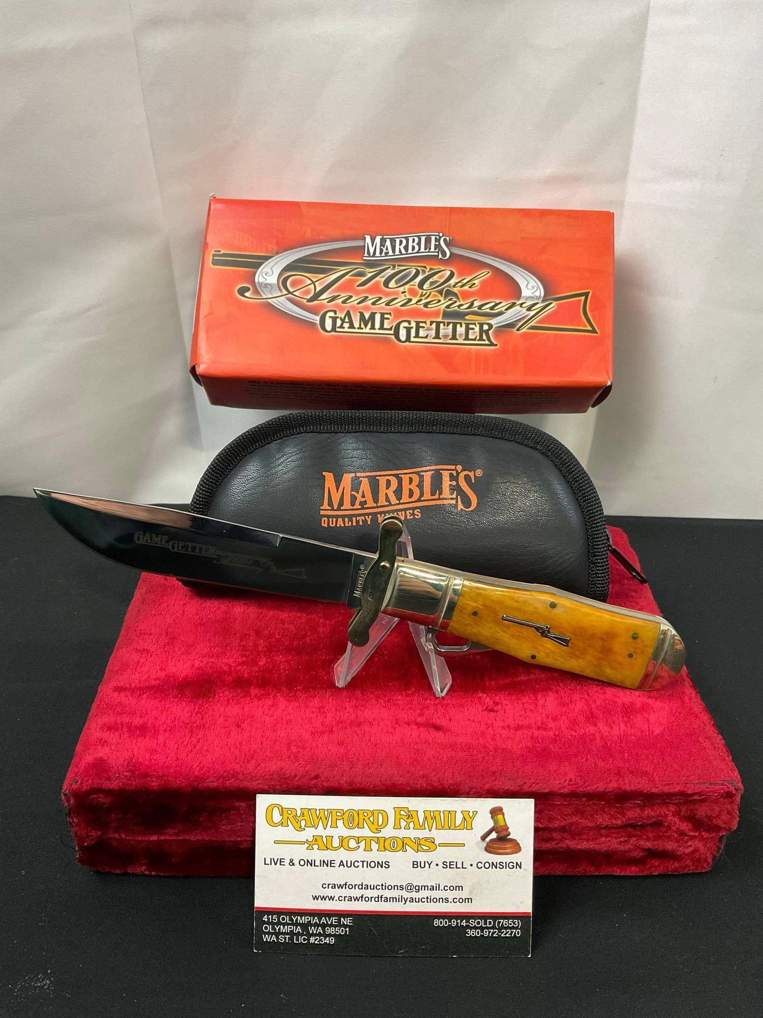Marble Mr217 Folding Knife 100th Anniversary Game Getter, Nib Original Case & Box Auction