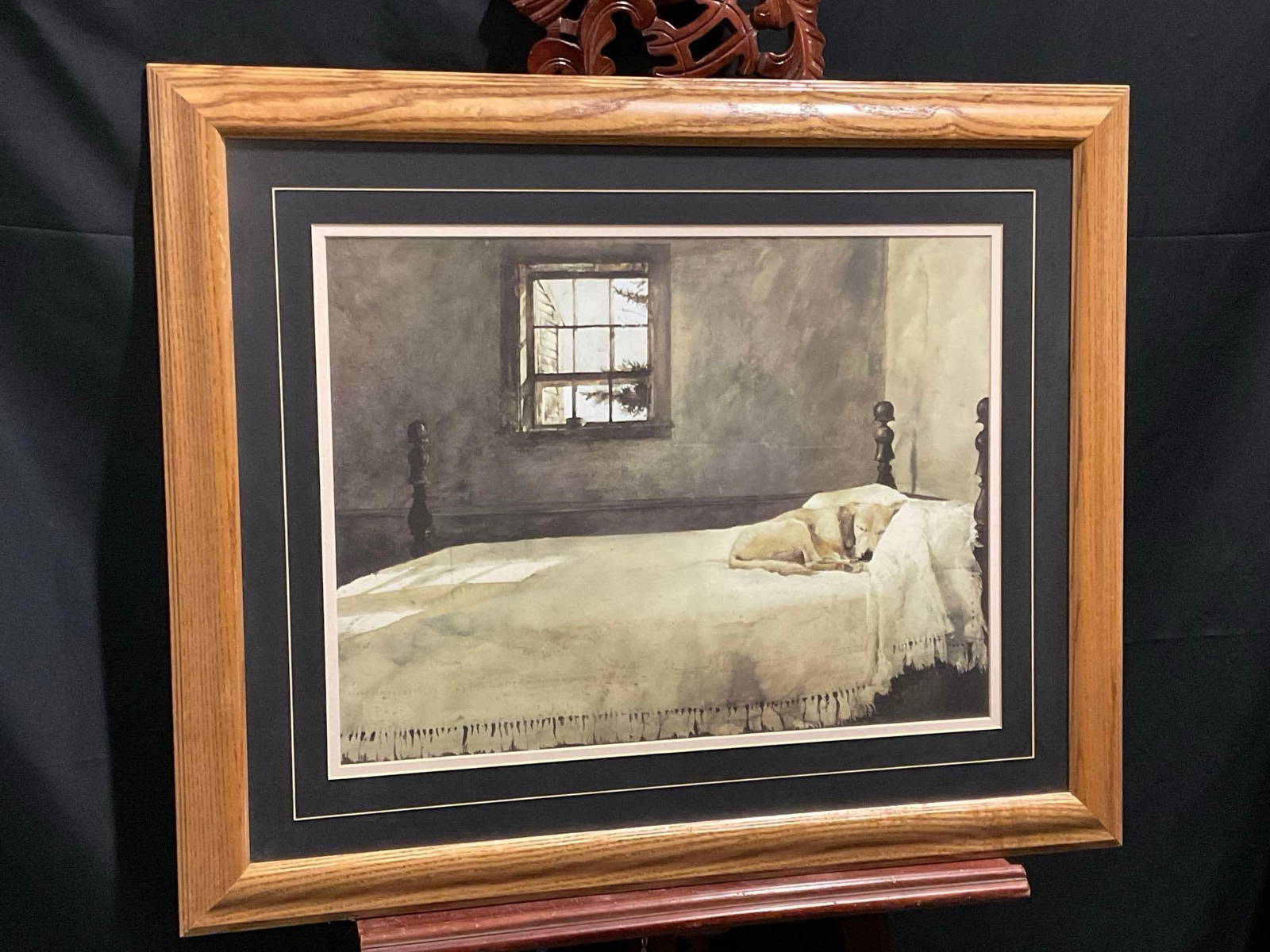 Framed Print Of A Piece Titled Master Bedroom By Andrew Wyeth, Dog On ...