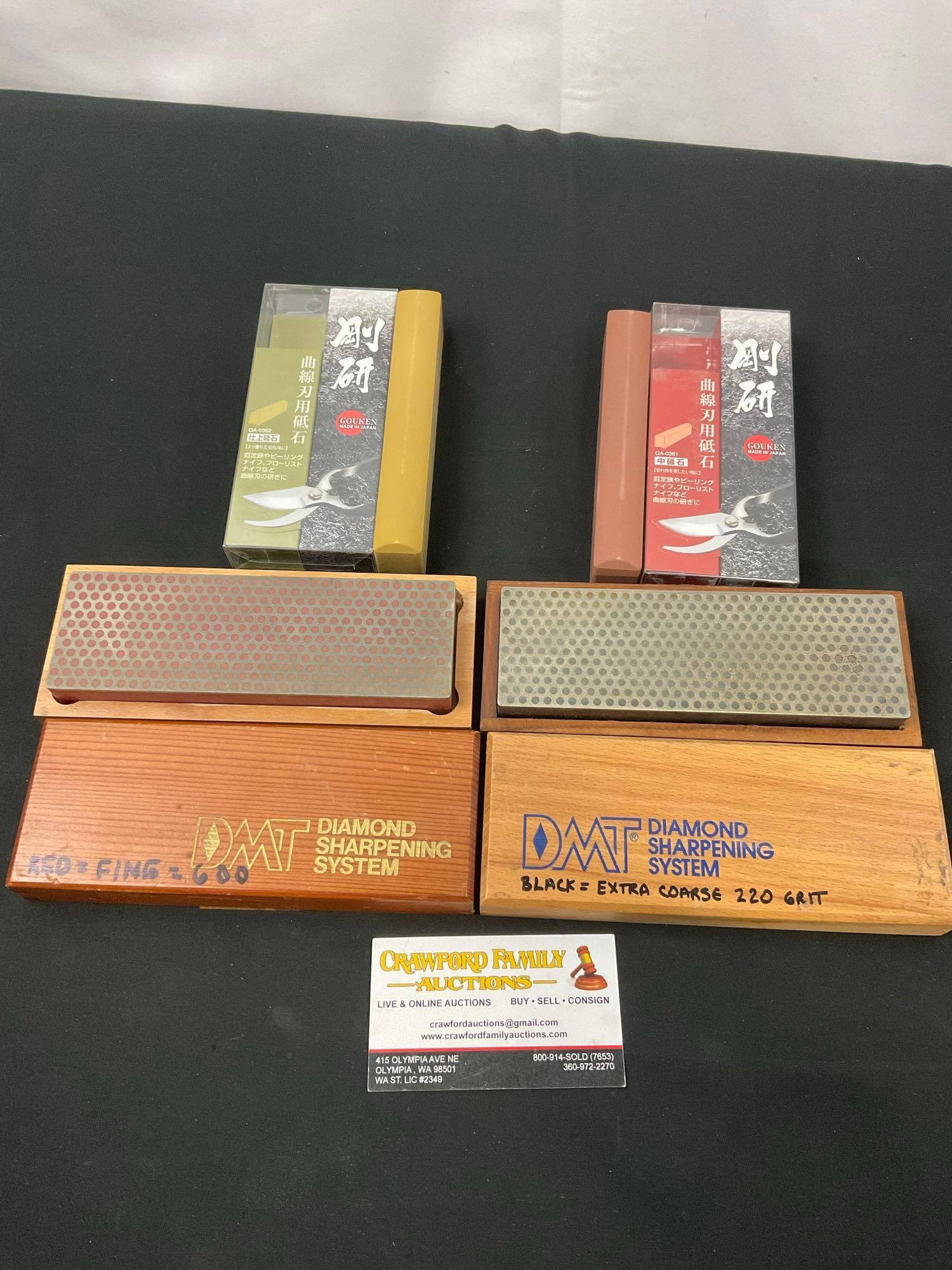 Pair Of Japanese Shear Sharpening Stones & Dmt Diamond Sharpening ...