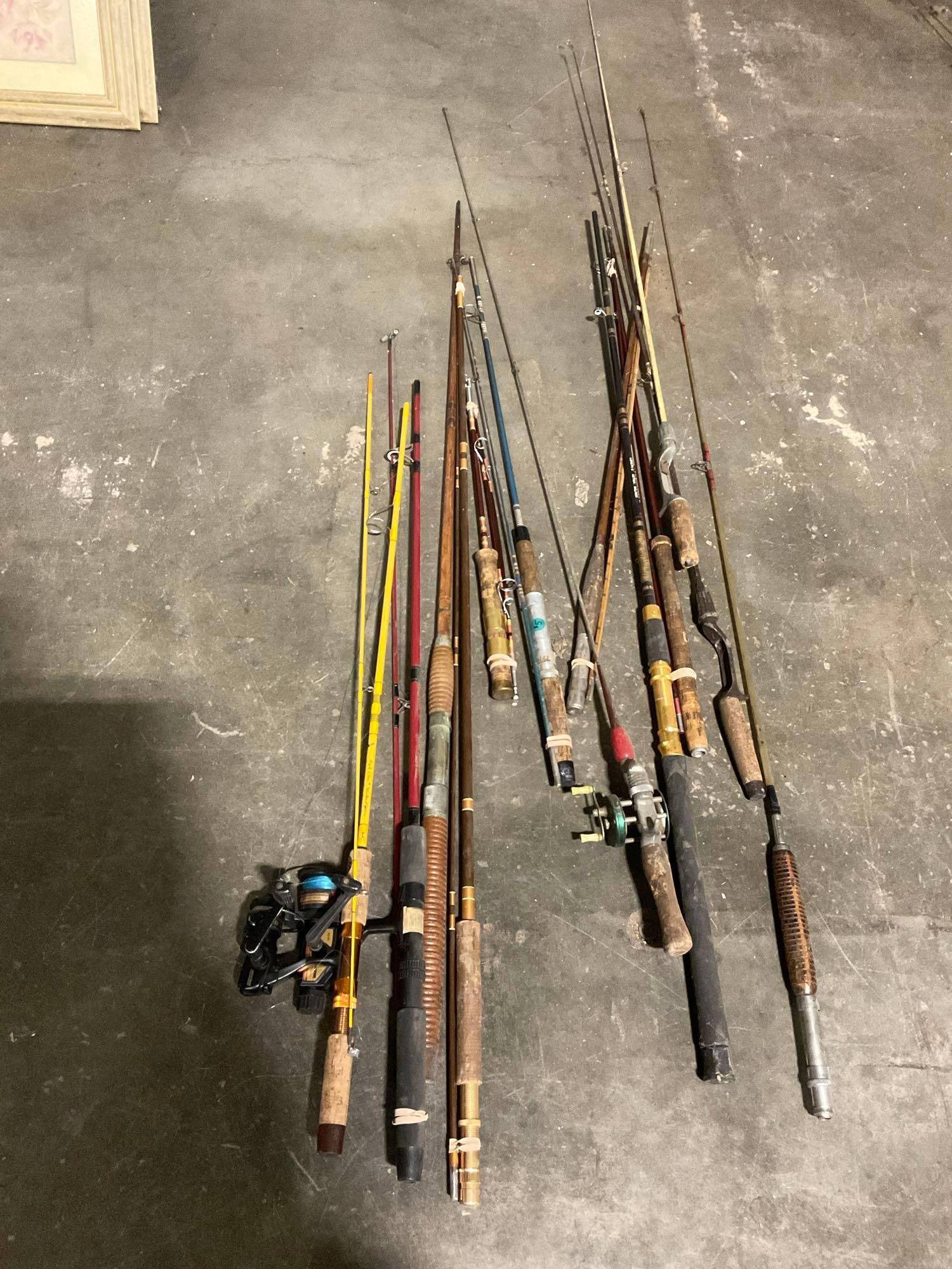 Collection Of 12 Vintage Fishing Rods Incl. Olympics, Daiwa, Eagleclaw ...