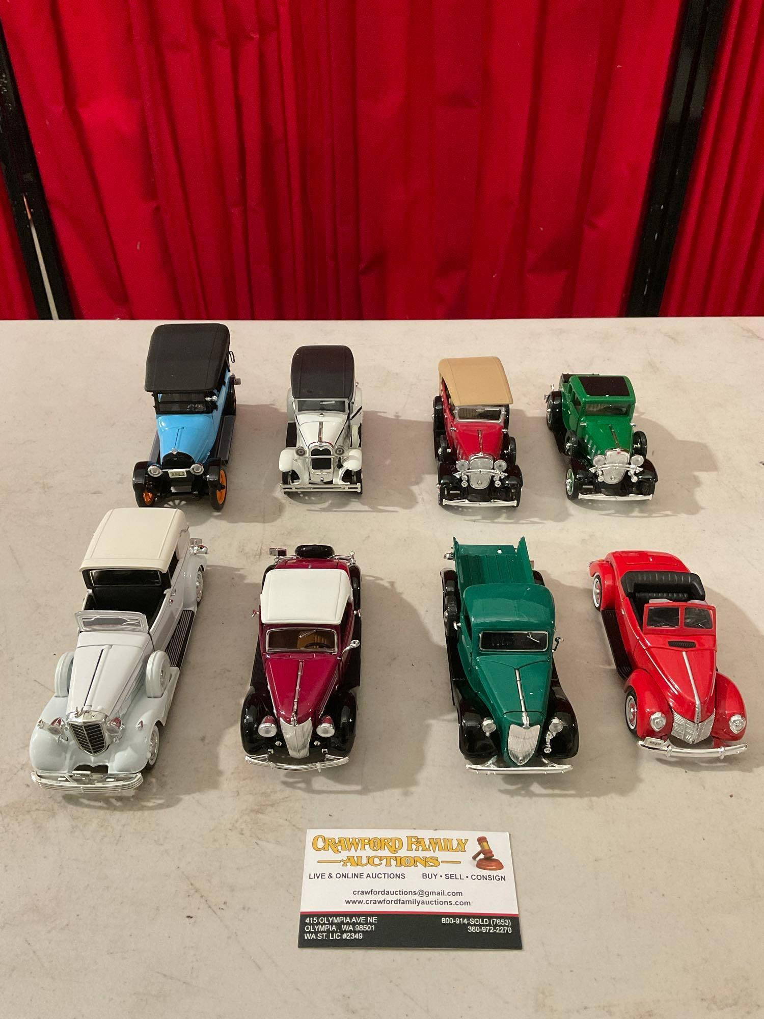 8 Pcs Plastic Scale Models Of Antique Cars, Nib. 1917 Reo, 1928 Model A ...