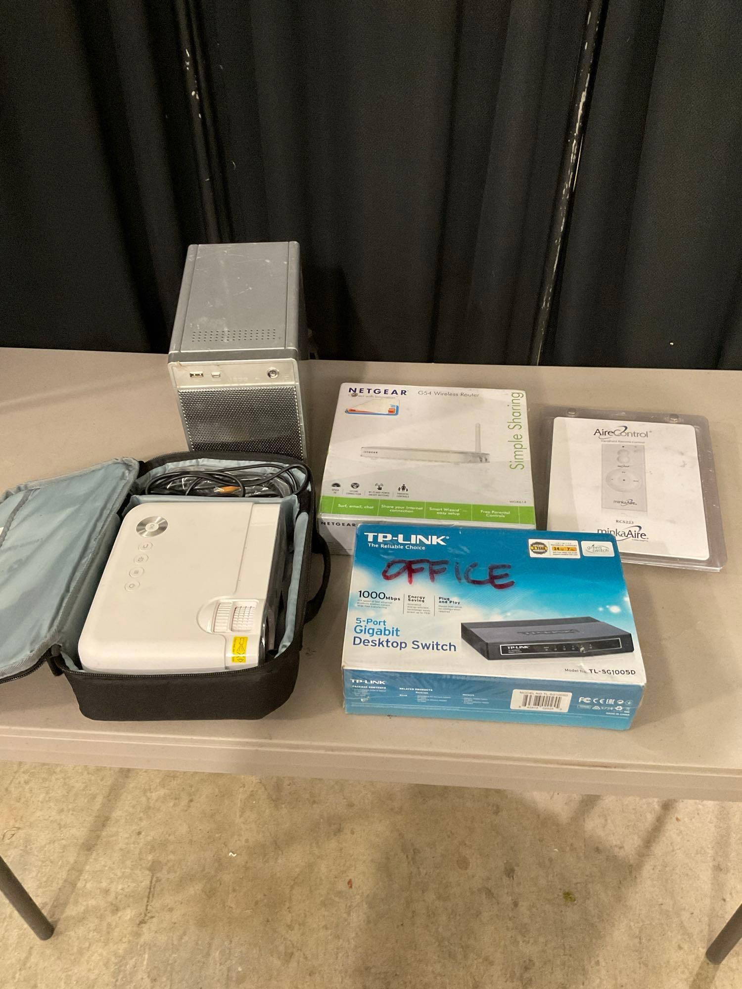 Assortment Of Home & Office Electronics Incl. 2 Routers, Vankyo Screen ...