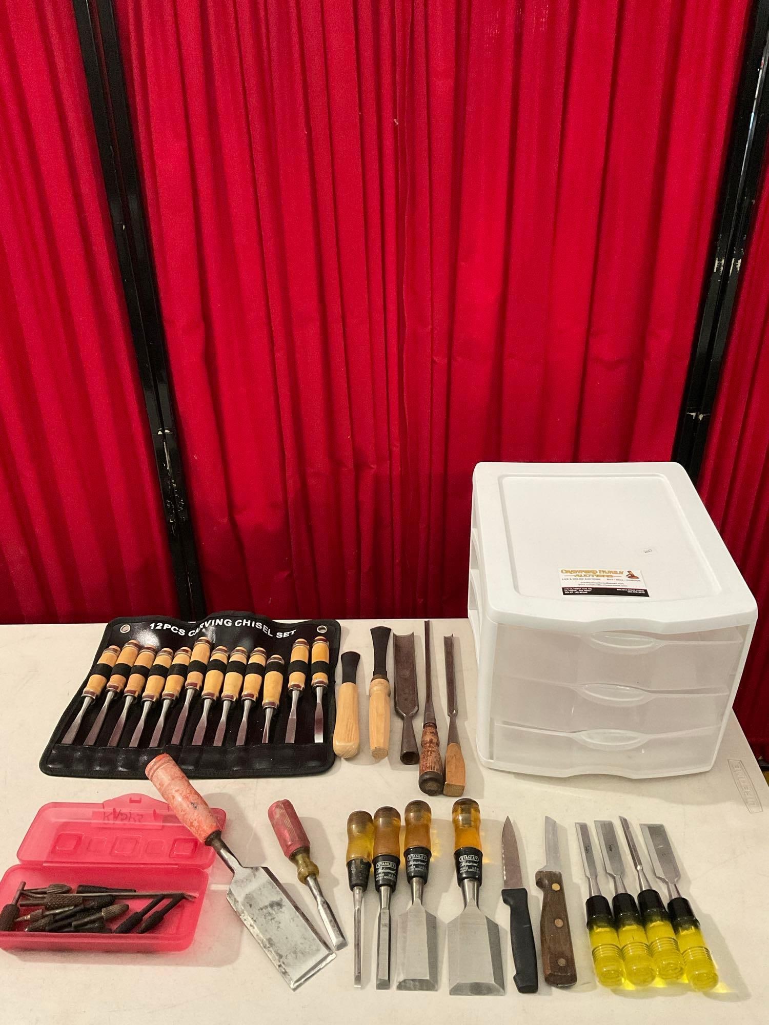 36 Pcs Woodworking Tools Assortment. 4x Stanley Professional Chisels ...