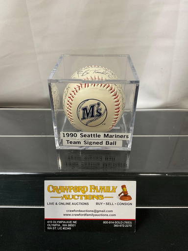 Seattle Mariners 1990 Team Signed Baseball In Acrylic Case, Approx 30 ...