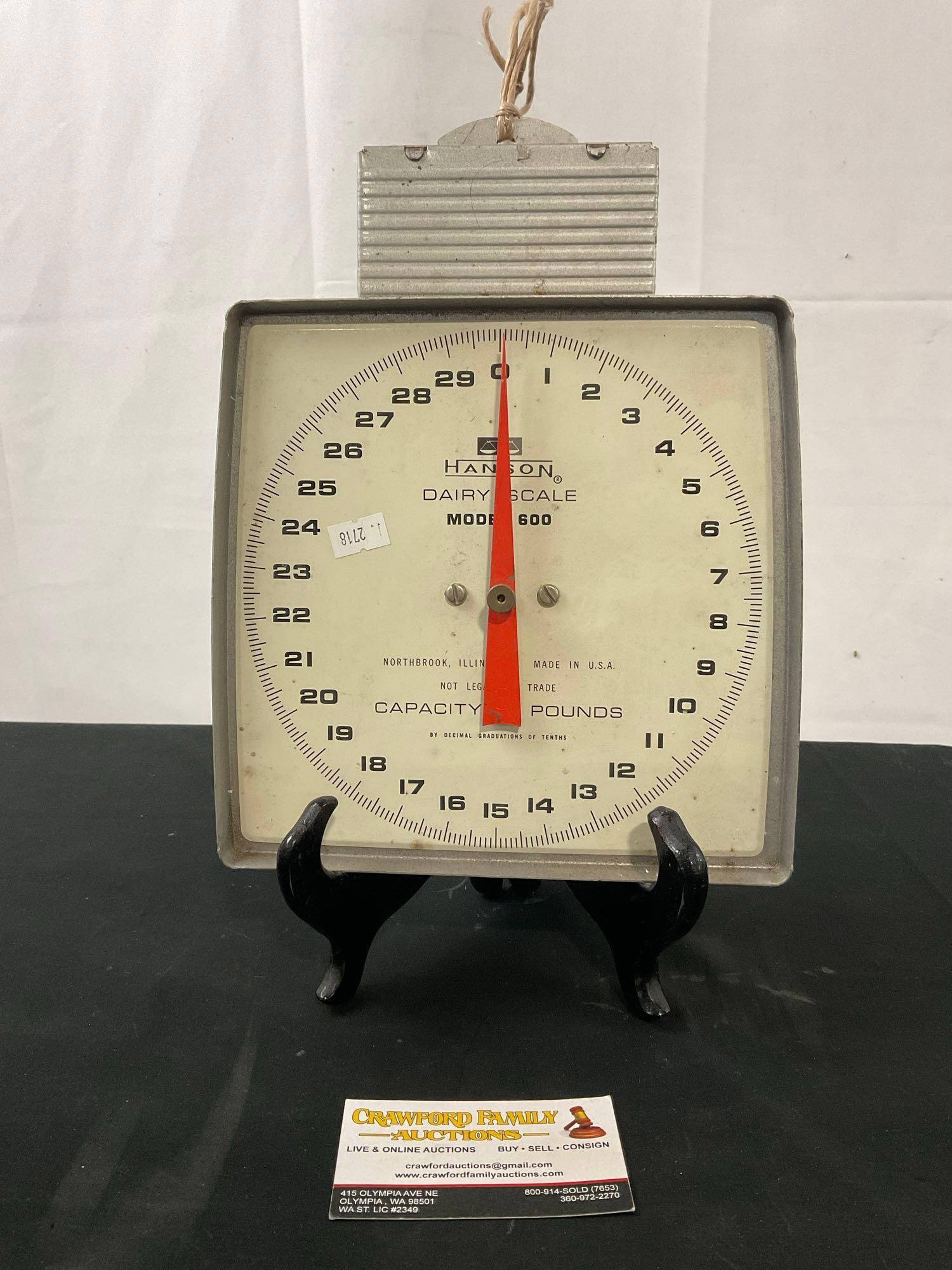 Vintage Hanson Dairy Scale Model 600, 60 Pound Capacity Auction