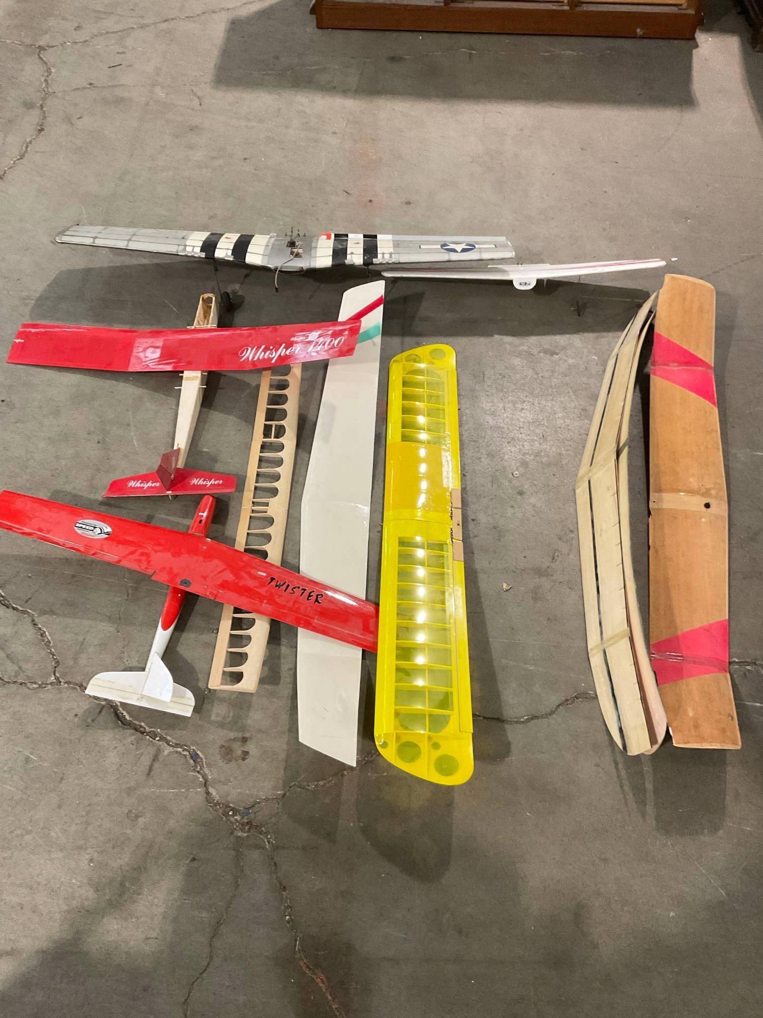 Assorted Model Plane Parts Incl Mainly Wings & Bodies - See Pics Auction