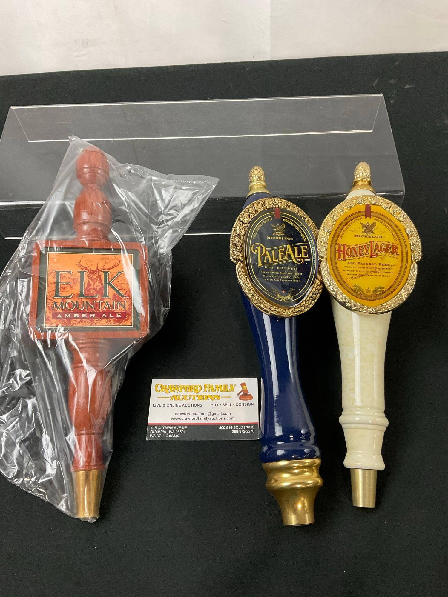 Trio Of Beer Tap Markers, 2x Michelob Pale Ale & Honey Lager + Elk ...