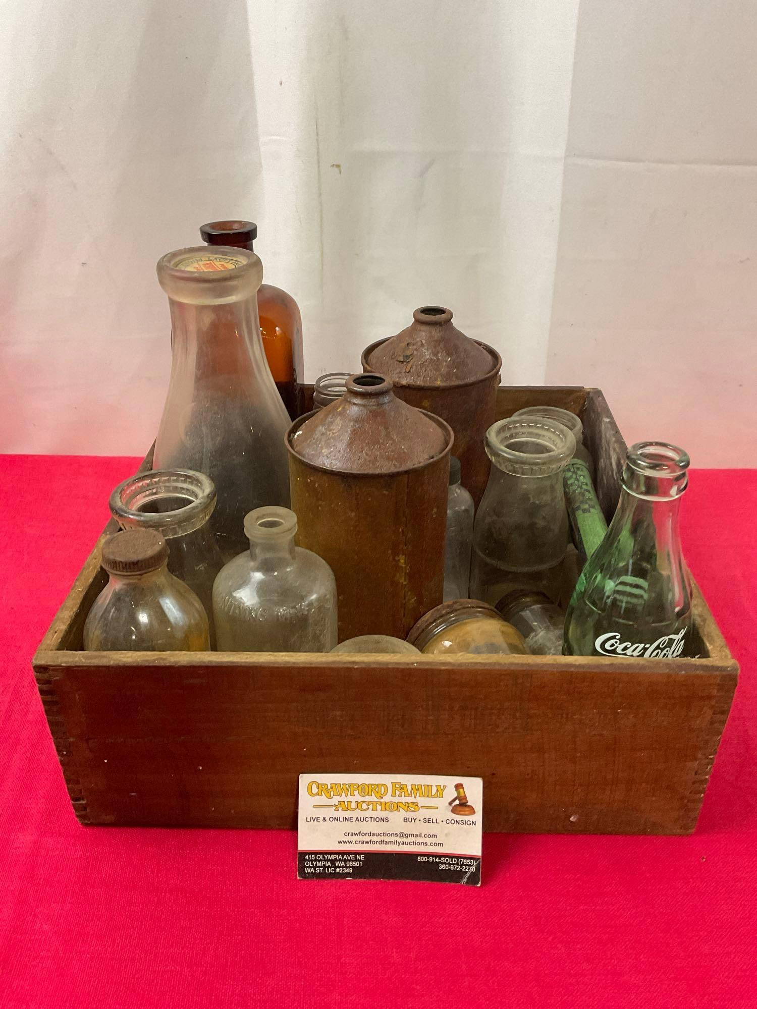 Collection Of Vintage Bottles, Quart Beer Cans, In A Old Faithful 888 ...