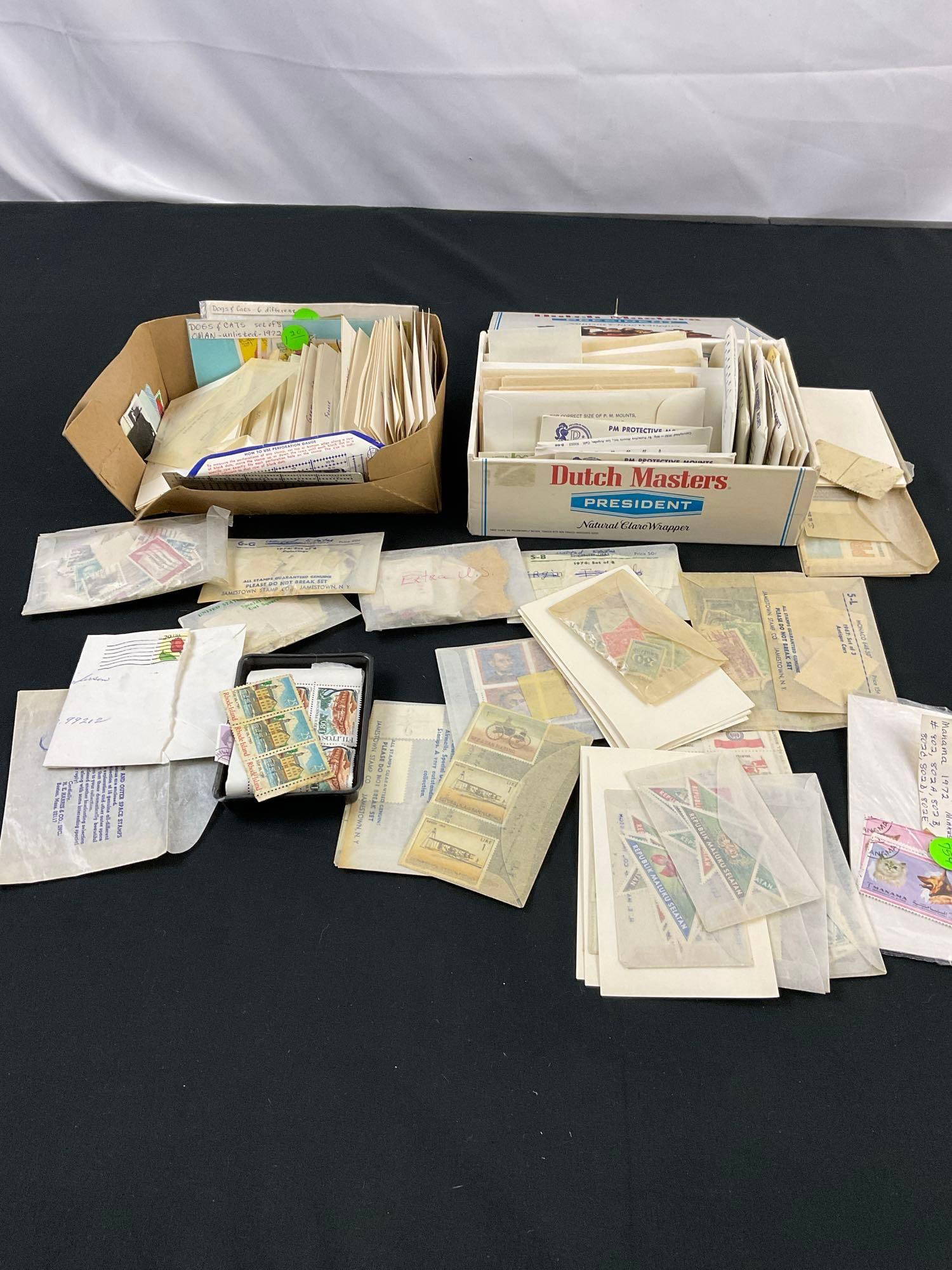 Large Collection Of Foreign & U.s. Stamps W/ A Large Box Of Stamp ...