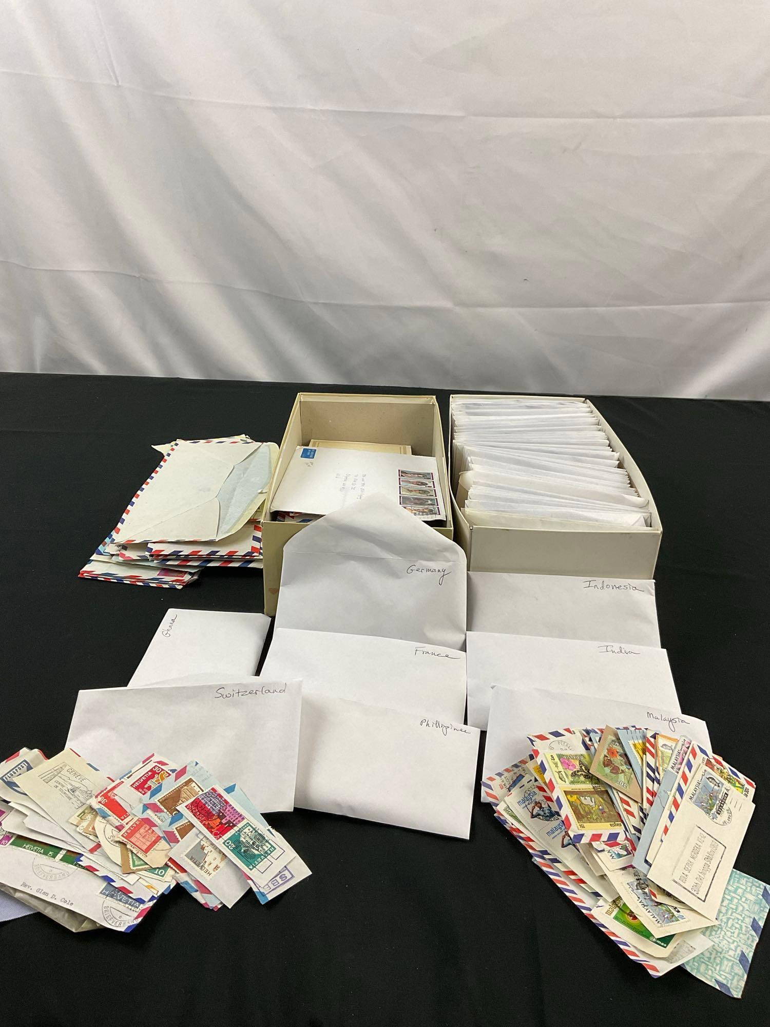 Large Collection Of Foreign Stamps Sorted By Country & Envelopes W ...