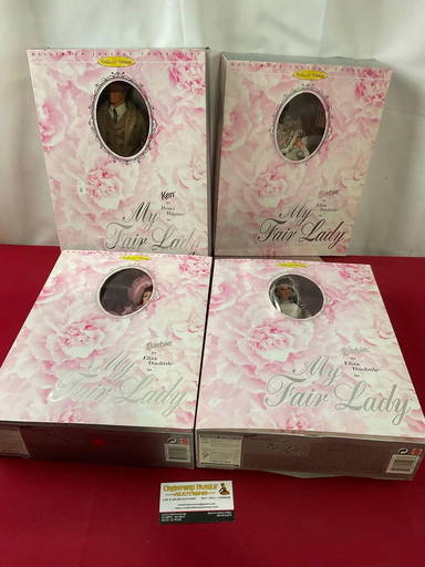 4 My Fair Lady Barbies & Ken, Eliza Doolittle W/ Three Outfits & Henry ...