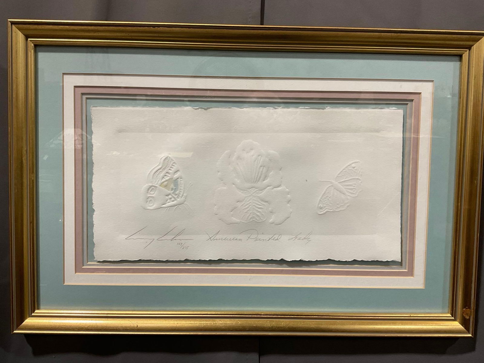 Framed Signed & #d 153/275 Paper Art, Titled American Painted Lady By ...