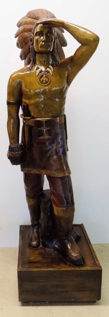 LIFE SIZE NATIVE AMERICAN WOODEN STATUE