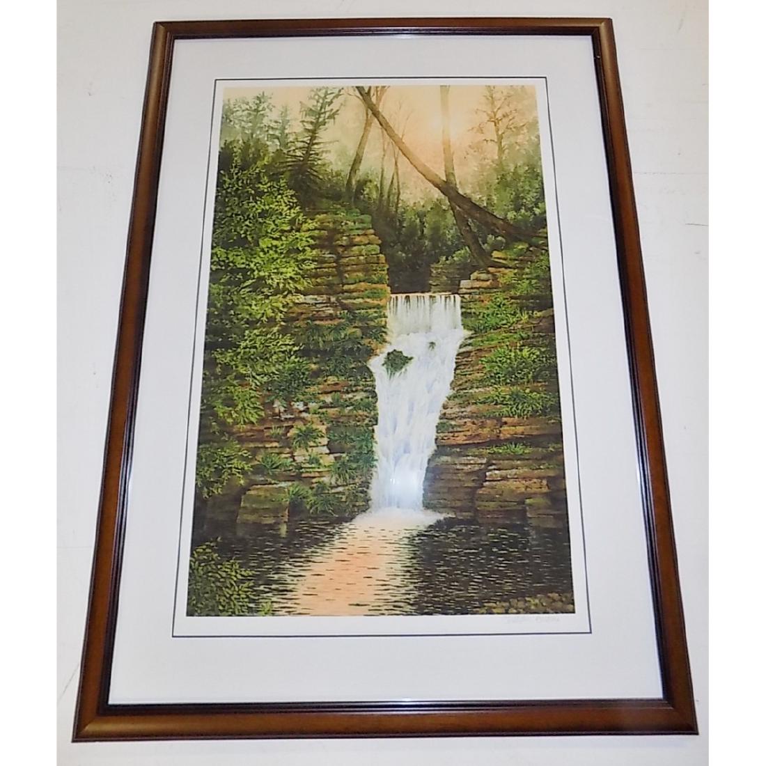 SIGNED WATERFALL LITHOGRAPH