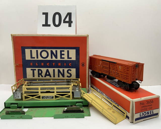LIONEL 3656 OPERATING CATTLE CAR WITH ORIGINAL BOX (#0104) on May 14 ...