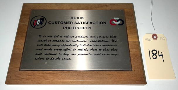 Buick Customer Satisfaction Philsophy Plaque