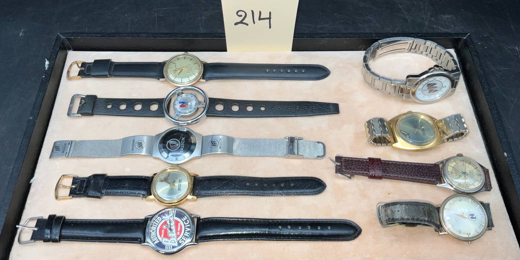 9 Pc Buick Commemorative Wrist Watches Lot.