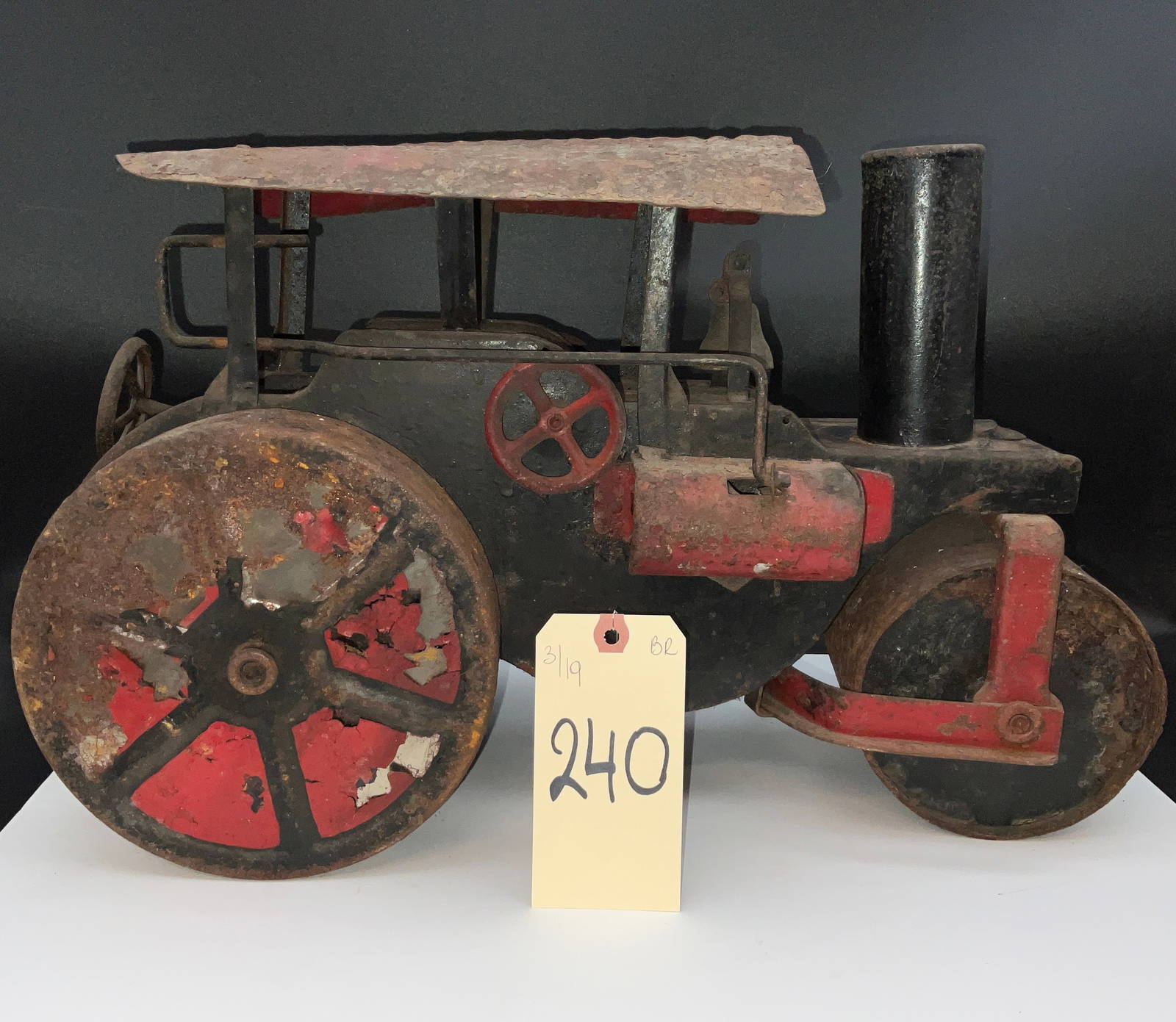Vintage Keystone Steamroller Pressed Tin Child's Ride On Toy. Auction