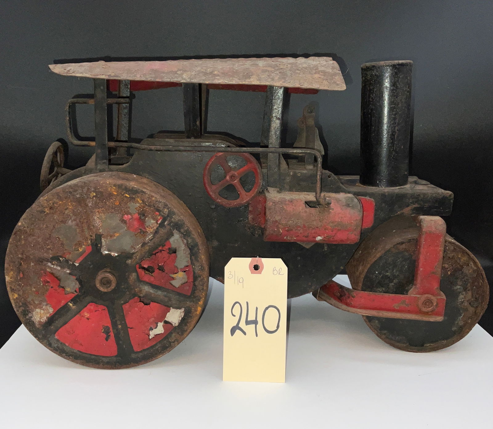 Vintage Keystone Steamroller Pressed Tin Child's Ride On Toy. Auction