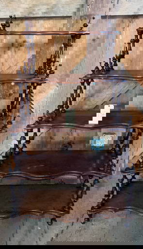 Victorian Walnut 5 Tier Spindle Shelf.