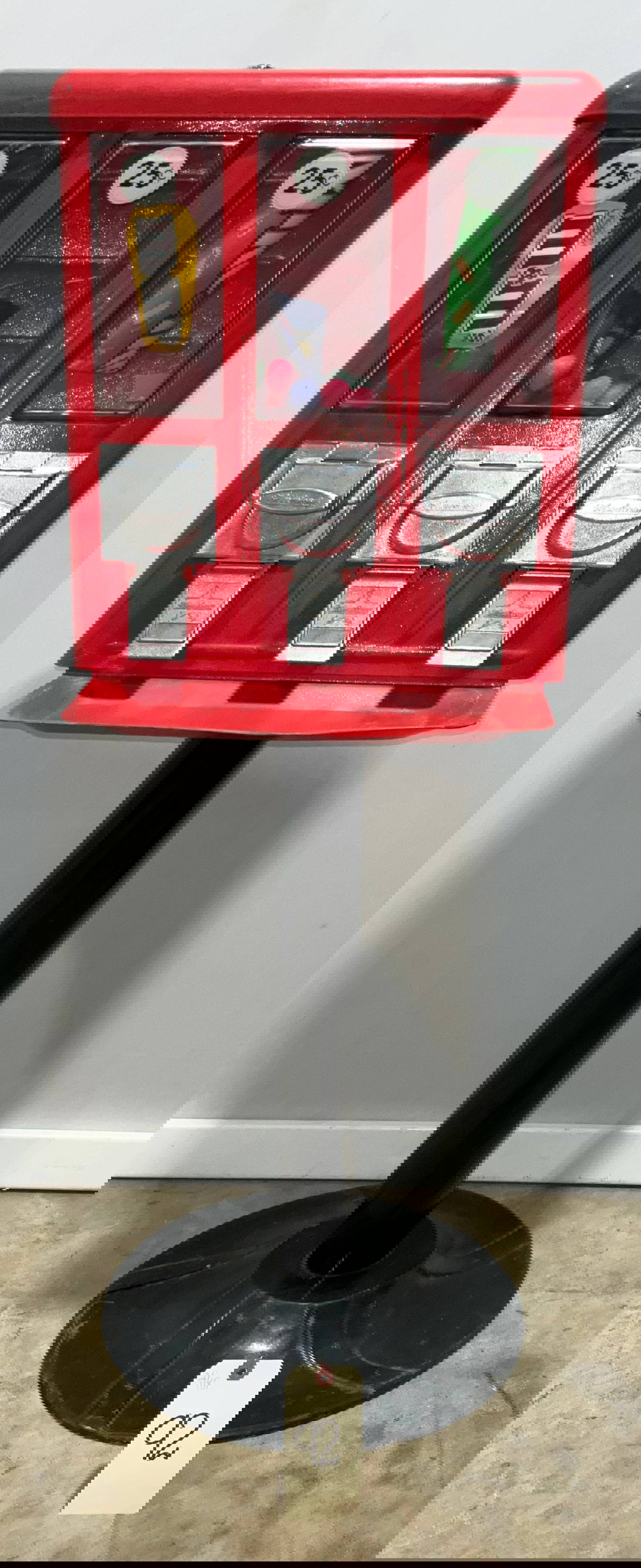 Triple 25 Cent Candy Dispenser On Stand. Auction