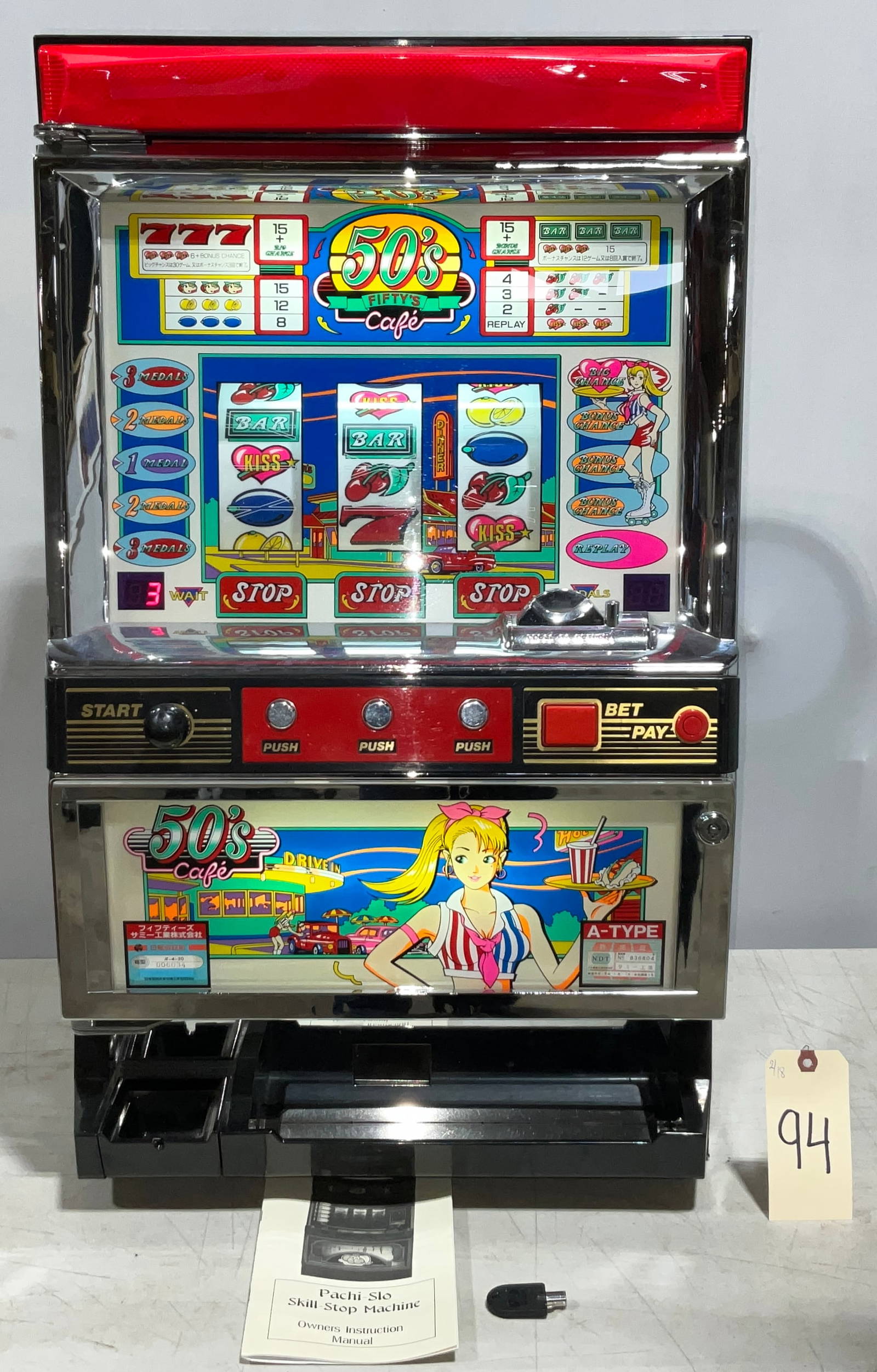 Pachi-slo Skill Stop Slot Machine With Booklet And Key. Auction