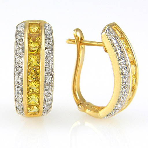 14ky Dia Ylw Saph 2mm Huggie Earrings