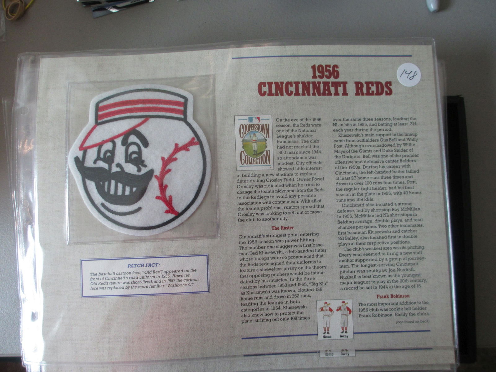 Rare Patch On Card 1956 Cincinnati Reds