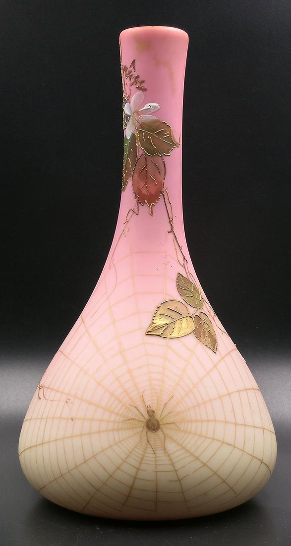 RARE MT. WASHINGTON PEACHBLOW GLASS SPIDER WEB VASE - Dec 05, 2020 ...