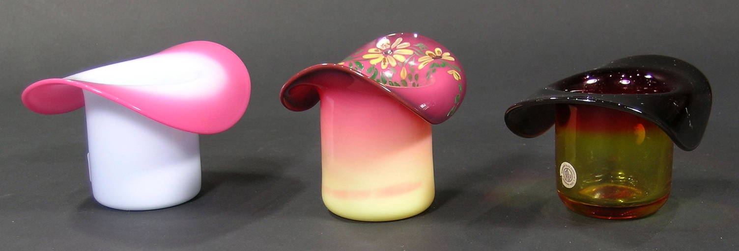 Three Pairpoint Glass Hats