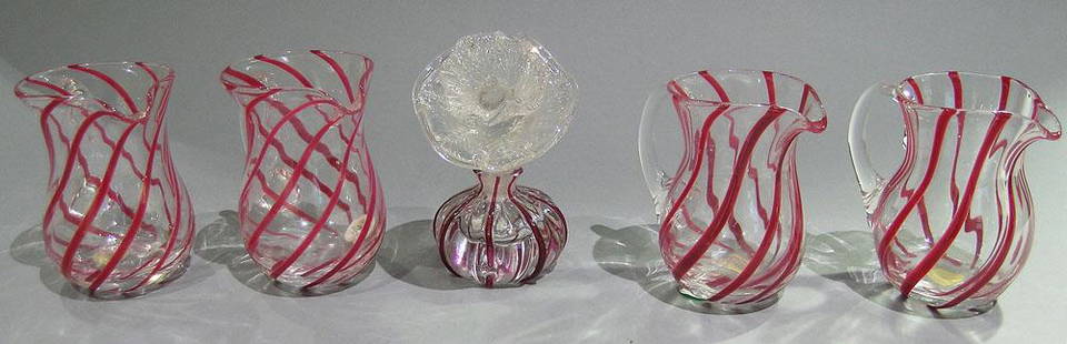 Five Pairpoint Ruby Glass Table Articles