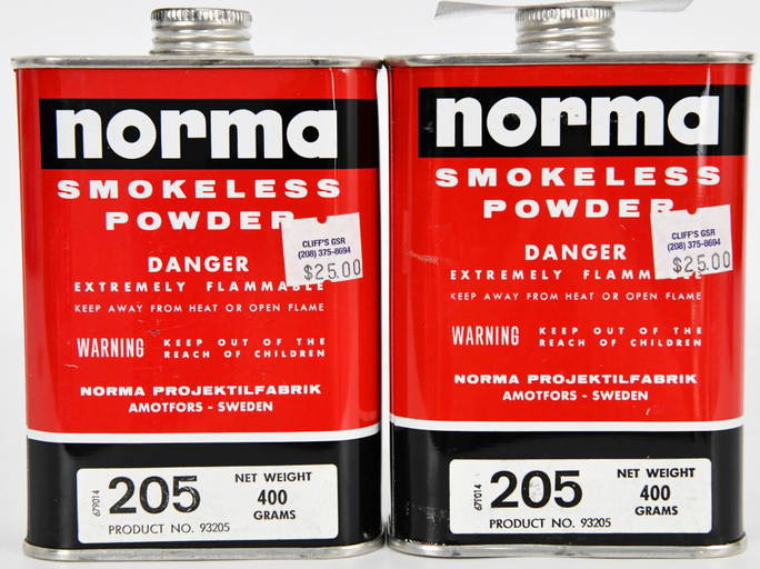 Lot Of 2 Cans Of Norma Smokeless Powder #205