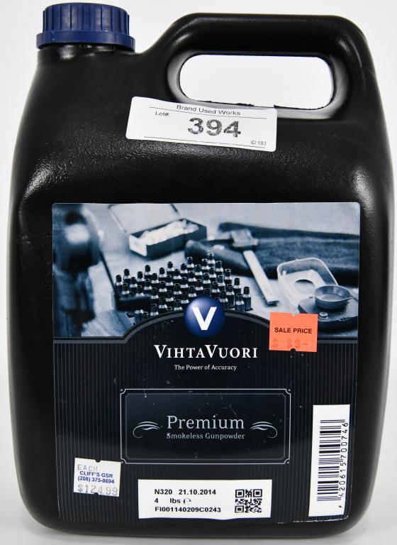 Vihtavuori N320 Powder 4 pound Sealed Bottle - Dec 07, 2019 | Brand ...