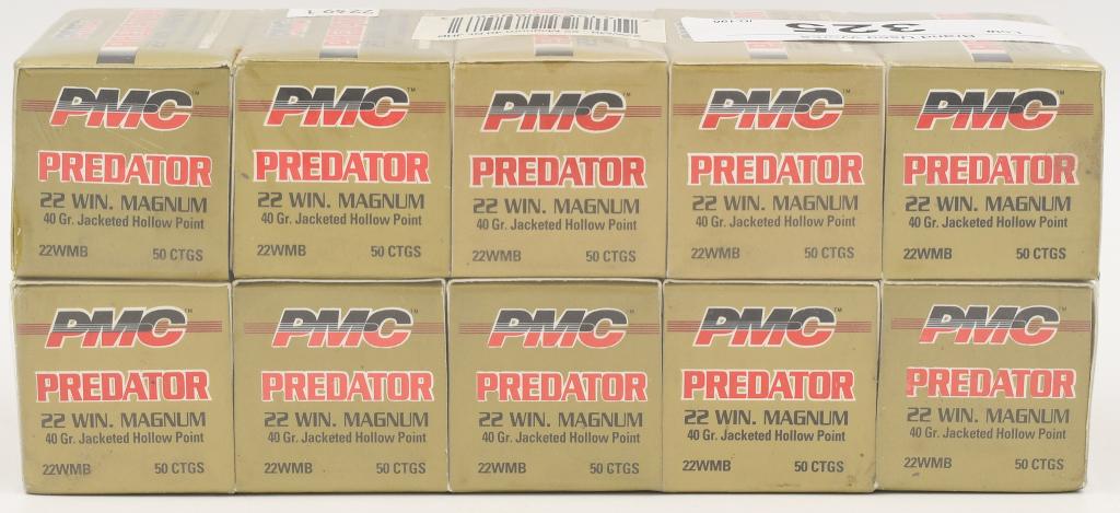 500 Rounds Of Pmc .22 Magnum Predator Ammunition
