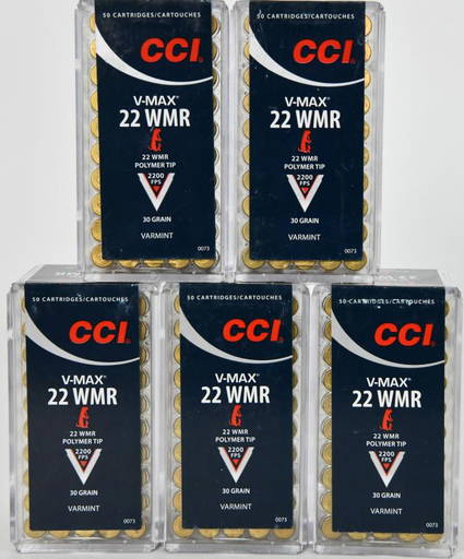 250 Rounds Of Cci V Max .22 Wmr Ammunition