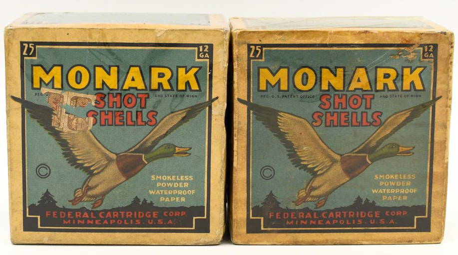 2 Collectors Boxes Of Monark 12 Ga Shotshells