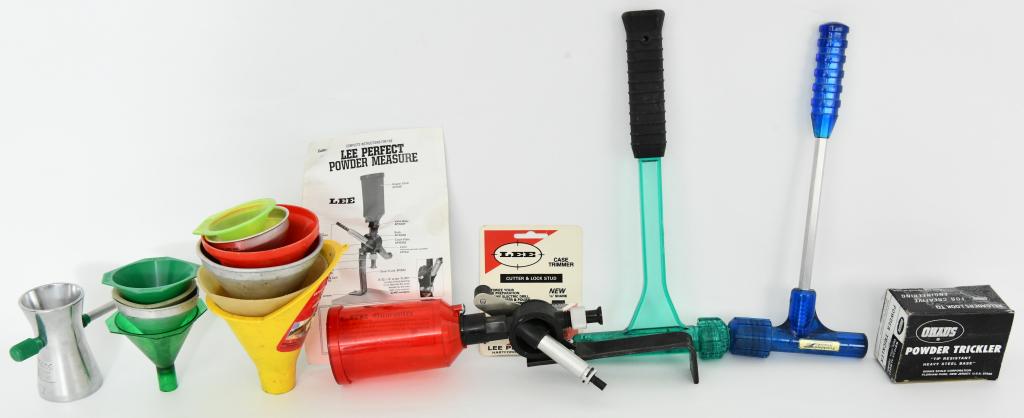 Large Reloading Lot Powder Tricklers Funnels Etc